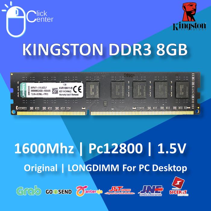 Jual RAM PC KINGSTON DDR3 8GB PC 12800 / 1600 MHZ LONGDIMM DESKTOP 1.5V - Kota Surabaya - Click ...