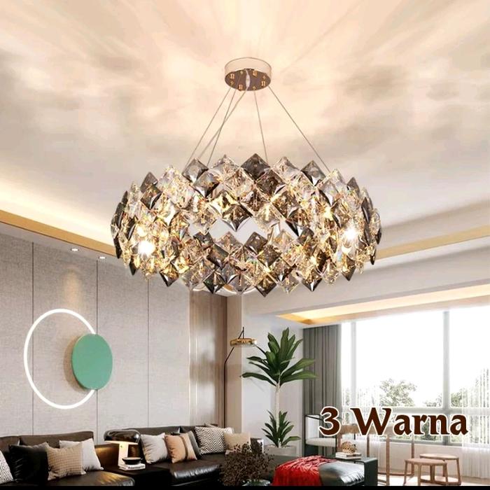 Promo Lampu gantung kristal k9 mewah kwalitas Hias ruang tamu 3 cahaya ...