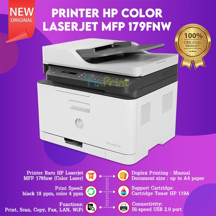 Promo Printer HP Color Laser MFP 179fnw Print Scan Copy Fax LAN WiFi ...
