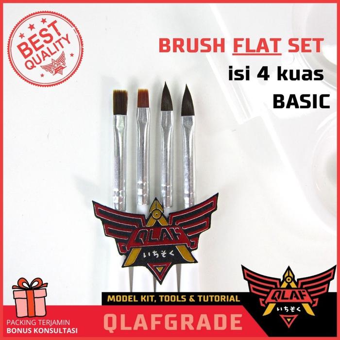 Jual Basic Brush Set kuas flat round cat paint model kit hand brush ...