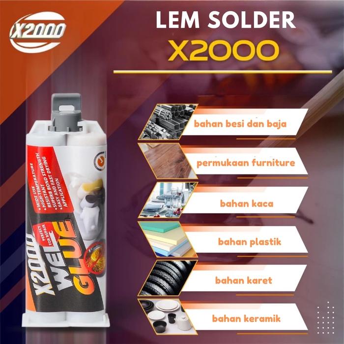Jual lem besi x2000/lem solder super kuat/lem tahan panas - Kab ...