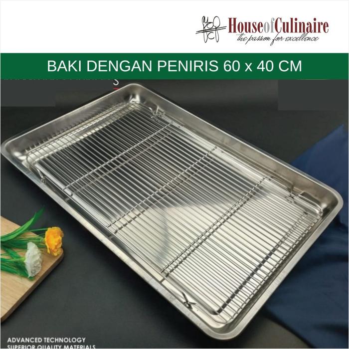 Jual Nampan Baki Stainless 60 X 40 Cm Dengan Peniris Cooling Tray Set ...