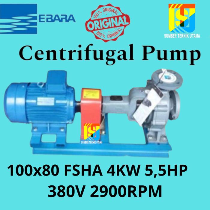 Jual Pompa Centrifugal Ebara 100x80 FSHA Motor 4Kw 5,5Kw 380V 2Pole 2900Rpm - Jakarta Barat ...