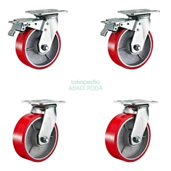 Jual Roda Troli Pu Merah 5 inch Heavy Duty ( 2Rem 2Hidup ) - Jakarta ...