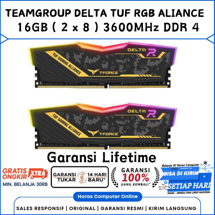 Jual RAM TeamGroup Delta TUF RGB 16GB ( 8 x 2 ) PC28800 3600MHz DDR 4 ...