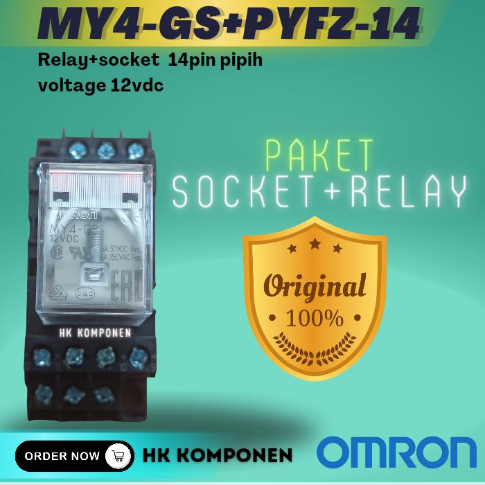 Jual relay 14pin 12vdc + socket my4-gs 12vdc omron original - Jakarta ...
