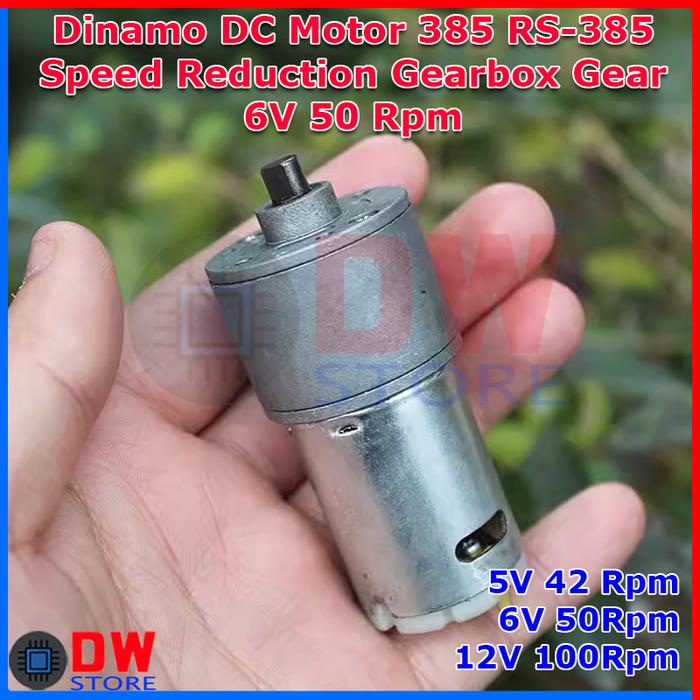 Jual Dinamo DC Motor RS385 385 Speed Reduction Gearbox Gear 6V 5V-12V ...