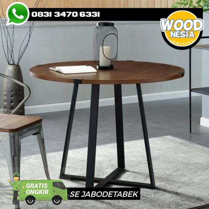 Jual meja makan bulat minimalis - dinning table bulat walnut black ...