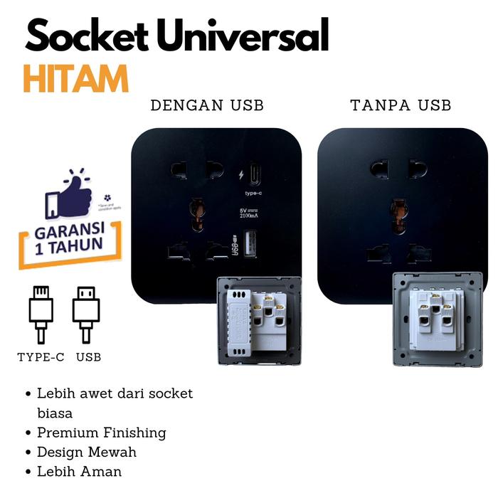 Jual STOP KONTAK UNIVERSAL USB 2 PORT/ COLOKAN LISTRIK DINDING ...
