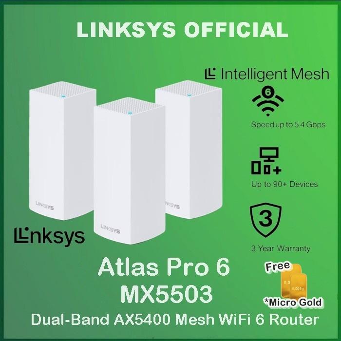 Promo Linksys MX5503 Atlas Pro 6 Wi-Fi 6 Dual-Band Mesh System ( 3 Pack ...