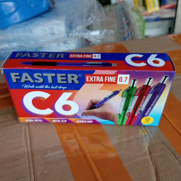 Jual pulpen faster c6 / pena faster c6 hitam/biru harga per lusin ...