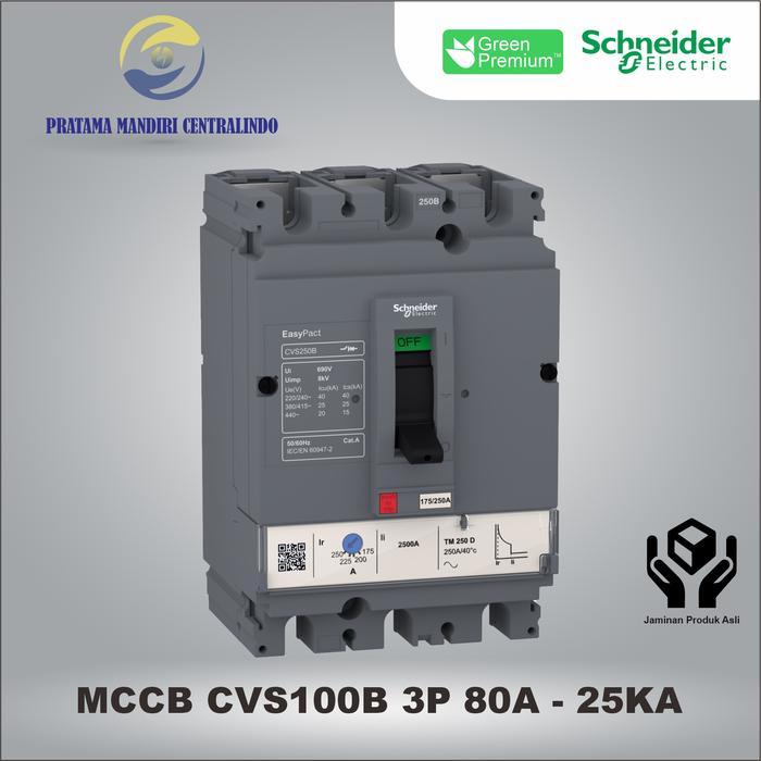 Jual MCCB 3P 80A CVS100B SCHNEIDER 3 Phase 80 Ampere - 25KA LV510306 - Jakarta Barat - PRATAMA ...