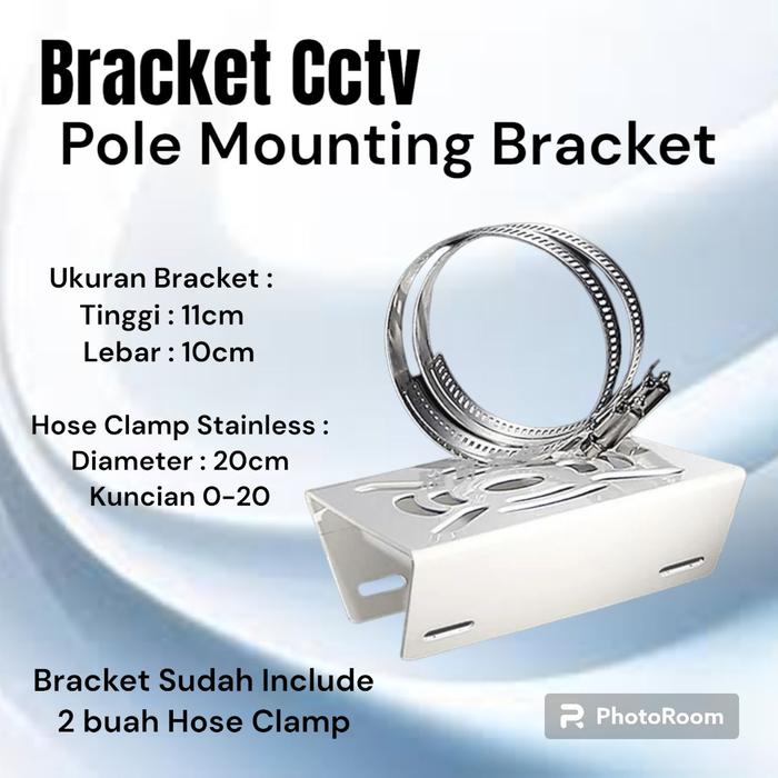 Jual POLE MOUNTING BRACKET CCTV/CCTV BUAT TIANG INCLUDE KLEM - Putih ...