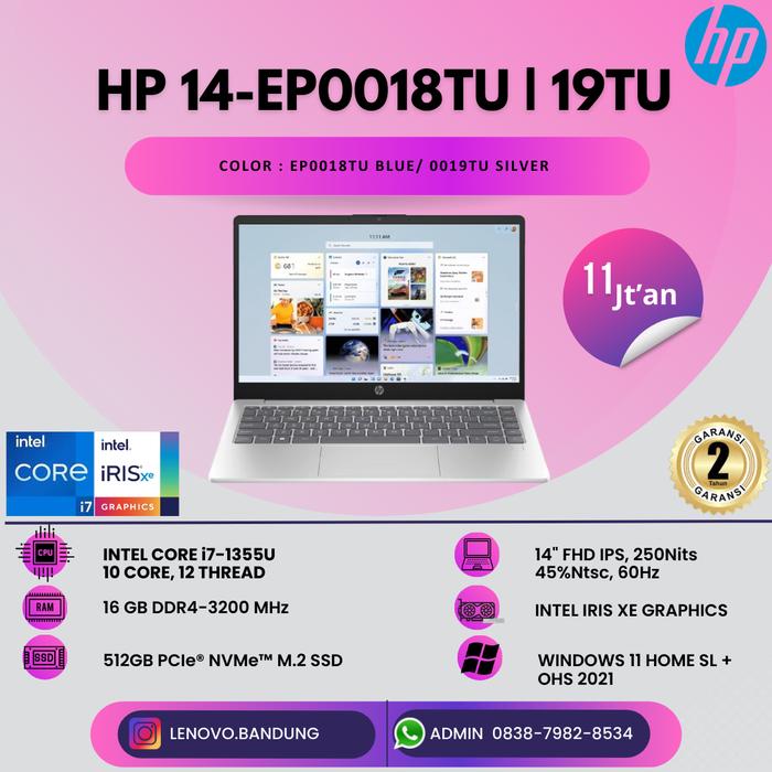 Jual Laptop Hp 14-ep0018tu/0019tu i7-1355U 512GB SSD 16GB Iris Xe Win ...