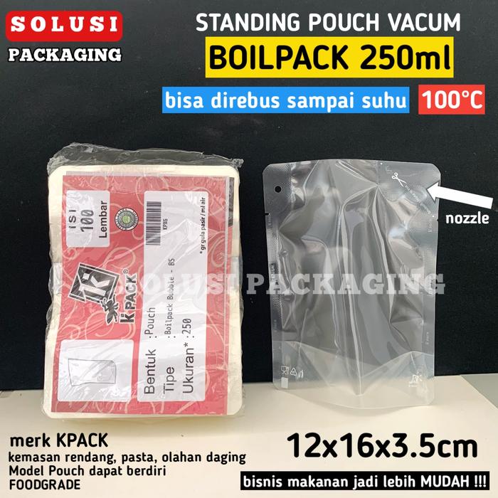 Jual STANDING POUCH BOILPACK 250ml KPACK PLASTIK VACUM KEMASAN RENDANG ...