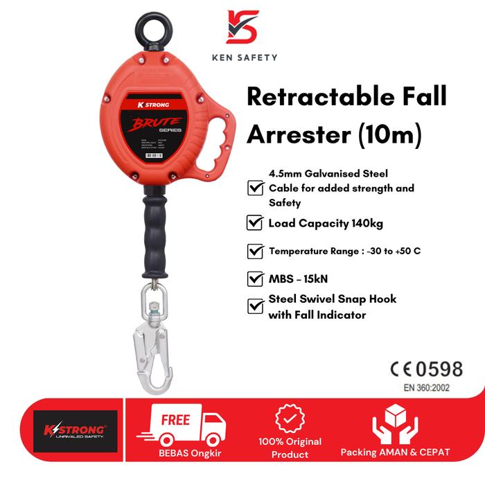 Jual Fall Arrester 10M Retractable Lifeline Safety with Steel Snap Hook ...