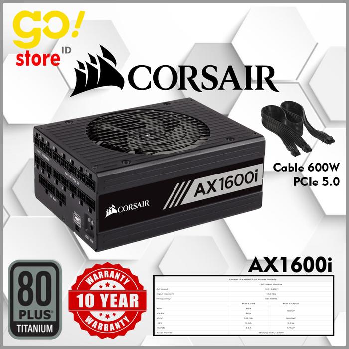 Jual PSU Corsair AX1600i 80+ Titanium Low Noise PSU 1600W Corsair ...