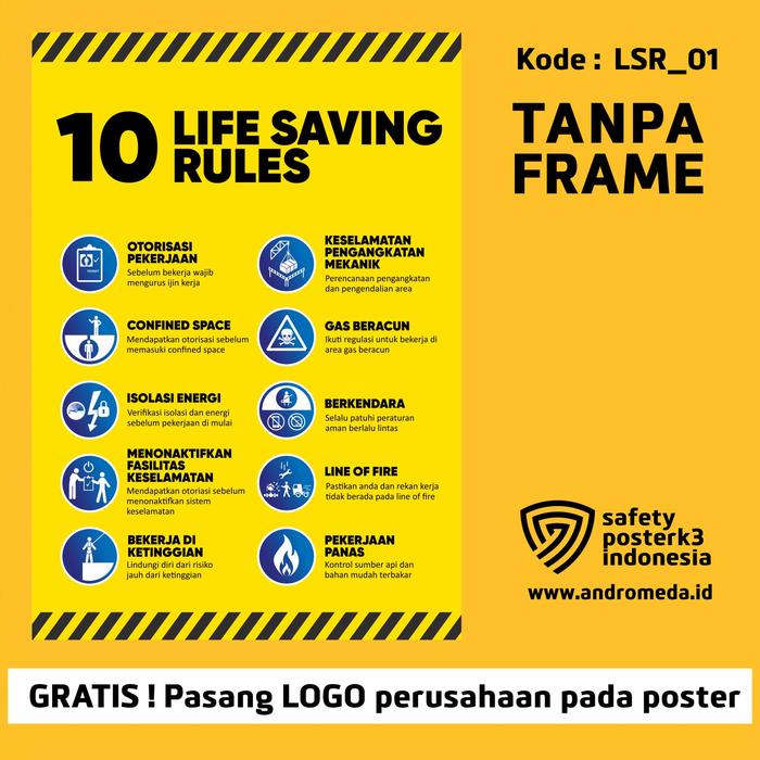 Jual Safety Poster K3: 10 Life Saving Rules_Indonesia - 80x60cm - Kota ...