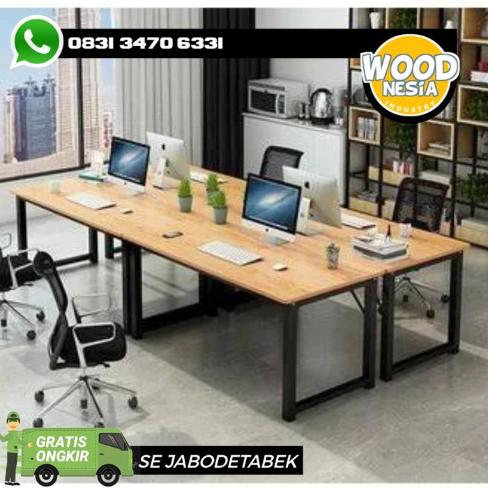 Jual meja kerja kantor 4 staff - workstation - meja kantor kayu mahoni ...