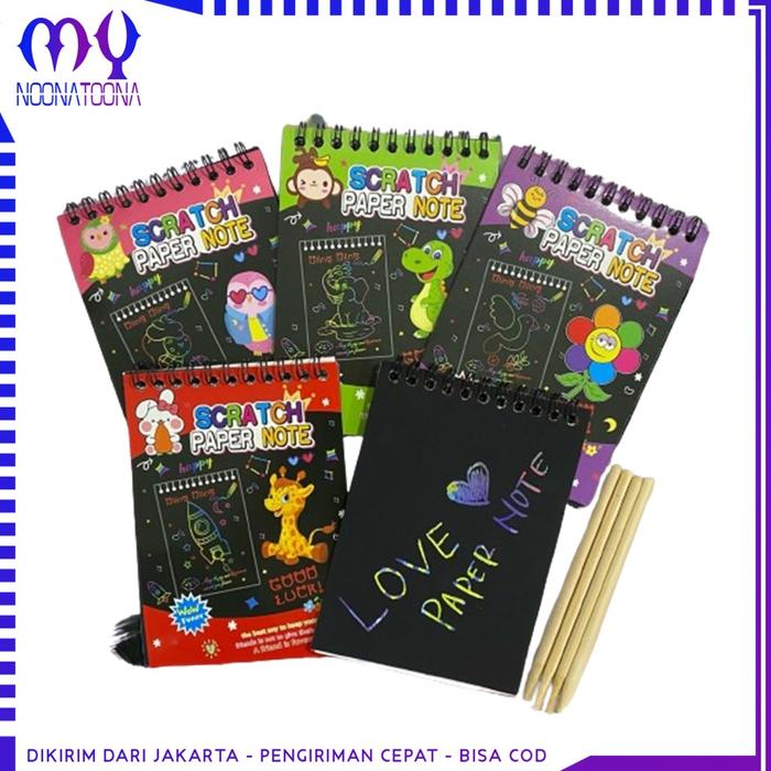 Promo Buku Gambar Sketsa Warna-Warni Kertas Mini Tulis Scratch Paper ...