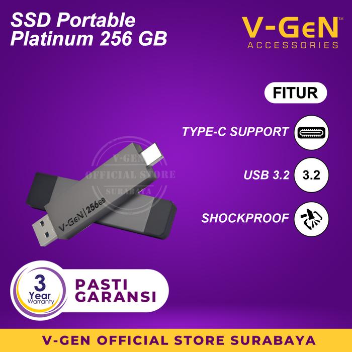 Jual SSD Portable V-GeN Platinum 256GB USB 3.2 Type C V-GeN - Kota ...