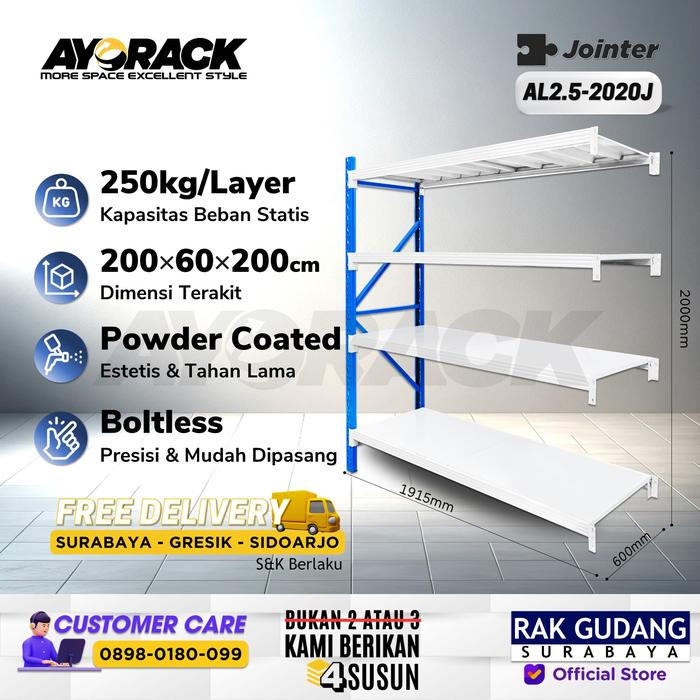 Jual RAK GUDANG 4 SUSUN 2 METER AYORACK AL2.5-2020J LIGHTDUTY 250KG ...