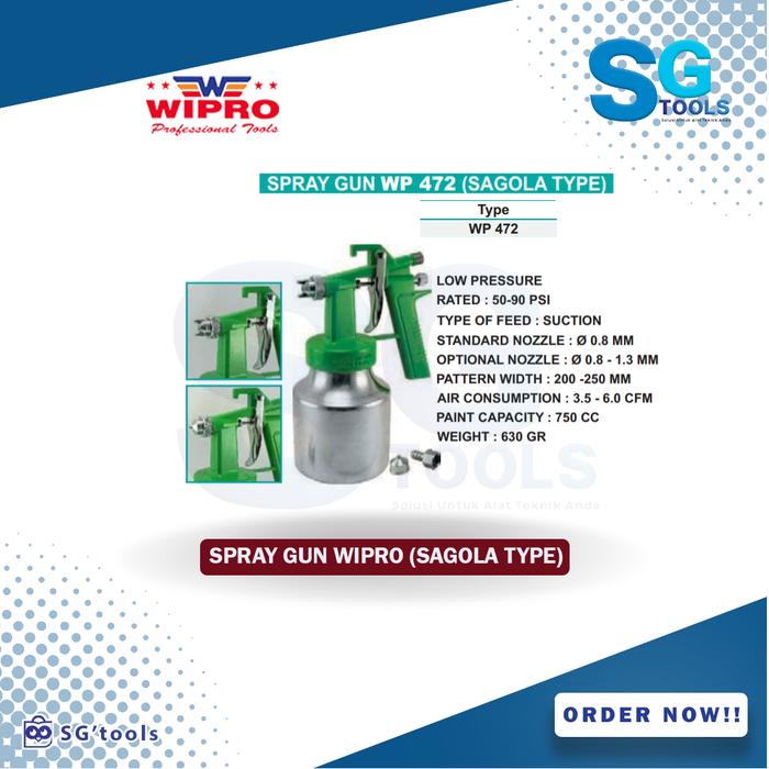 Jual Spray Gun Spray Pneumatic Gun WP472 (Sagola Type) Wipro - Kota ...