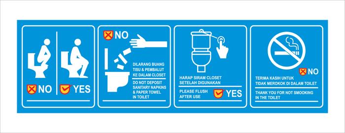 Jual STIKER VINYL TATA CARA PENGGUNAAN TOILET DUDUK Uk. 30 X 10 CM SIGN ...