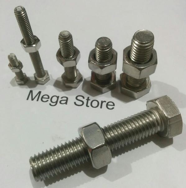 Jual Baut Mur 8x20 stainless steel 304 stanlis baut 13 anti karat 8 x ...