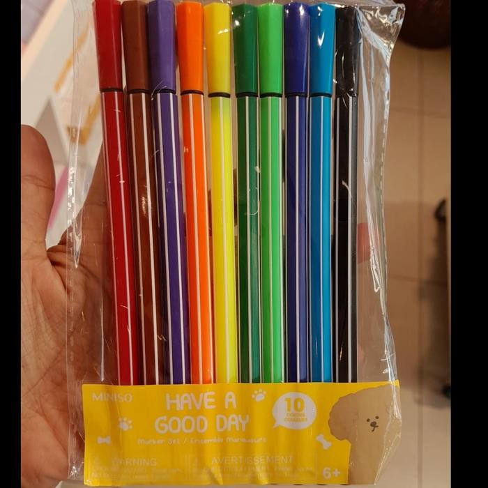 Jual Miniso Stick figure puppy series marker set (10 colors) Spidol ...
