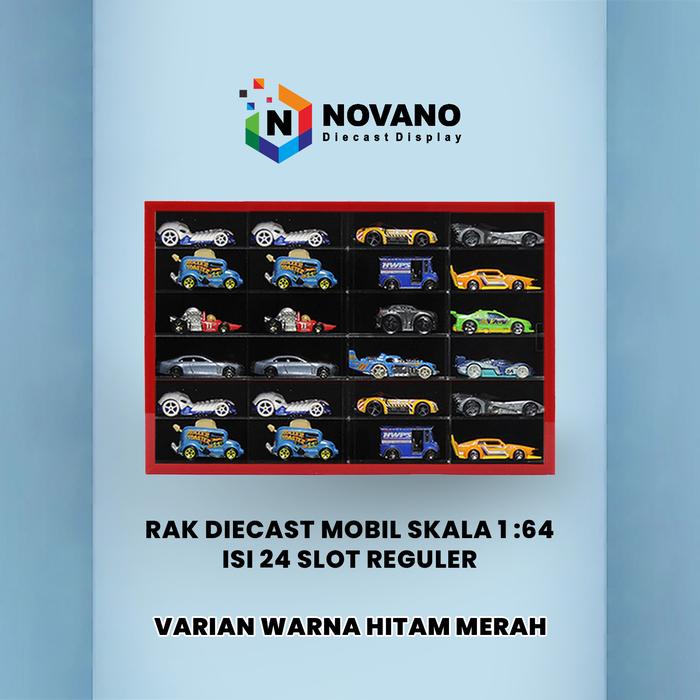 Jual Rak Hotwheels Akrilik Skala 1:64 Isi 24 Slot Reguler - Merah-Hitam ...