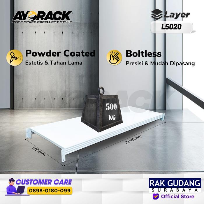 Promo AMBALAN RAK GUDANG AYORACK L5020 500KG 2 METER LAYER BESI RACK ...