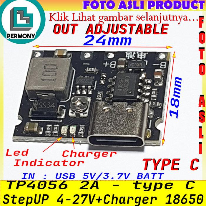 Jual TP4056 Type C Step Up 2A 27V Charger 3.7V Module PowerBank - Jakarta Pusat - PerMony ...