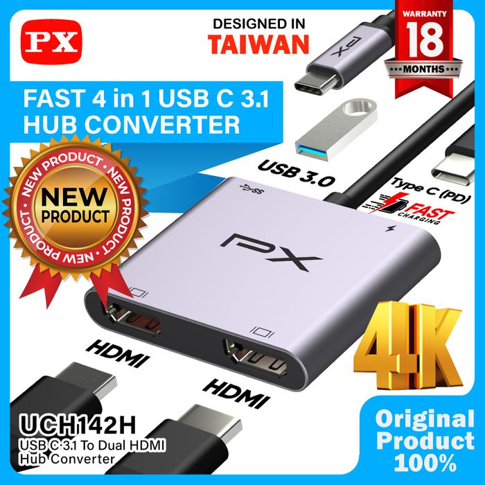 Promo USB Hub Converter Type C 3.1 Macbook 2 HDMI 4 in 1 PX UCH142H ...