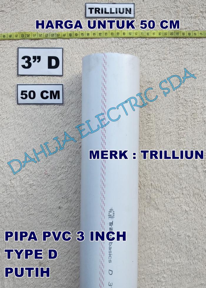 Jual PIPA PVC 3 INCH 3 INCH D PUTIH TRILLIUN PANJANG 50CM - dengan mof ...