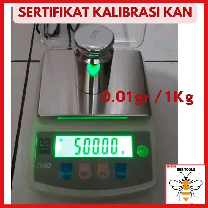 Promo Timbangan digital Analitik CHQ 0.01 gr / 1 Kg Plus kalibrasi KAN ...
