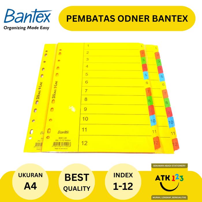 Jual BANTEX Binder Divider / Pembatas Binder Ukuran A4 Merk Bantex 6051 ...