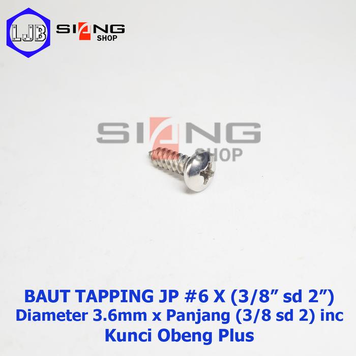 Jual Baut Stainless JP #6 Sekrup Tapping Screw - 1-1/2 inc - Kota ...