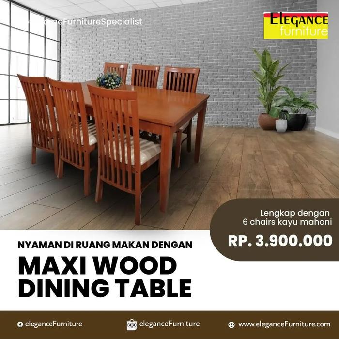 Jual FULL SET Maxi Wood Dining Table Meja Makan 6 Kursi - Kota Bandung ...