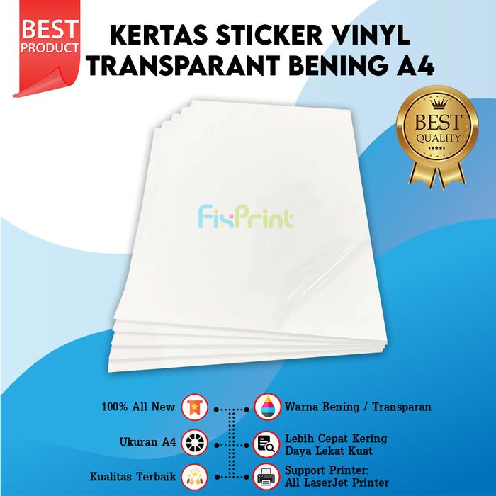 Jual Sticker Vinyl Transparant, Kertas Stiker Bening A4, Stiker Bening ...