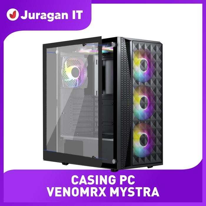 Jual VenomRX Mystra Black 4Fan RGB ATX MATX Venom-RX Casing PC Gaming ...