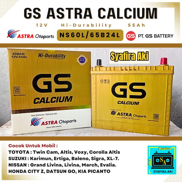 Jual AKI MOBIL GS ASTRA CALCIUM 65B24L / NS60L MF 12V 55AH - Jakarta Selatan - Syafira Aki ...