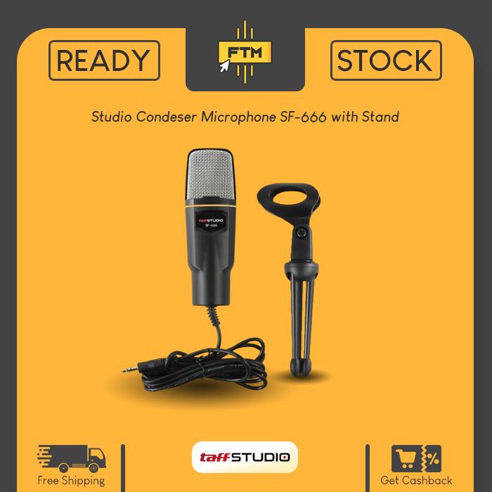 Jual MICROPHONE EKSTERNAL KONDENSER SF-666 FOR HP / LAPTOP + MINI STAND ...