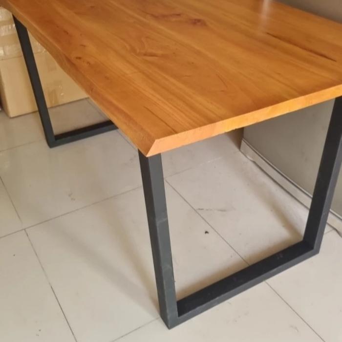 Jual meja makan kayu mahoni kaki besi, ukuran 200x80x75cm - Kota ...