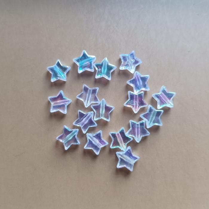 Jual Manik Bintang Putih Transparan Kilap Holo AB Star Beads Bahan ...