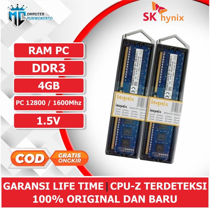 Jual Memory RAM Pc 4GB DDR3 PC12800 1600Mhz - D3 4GB 12800 HY, PAKAI ...