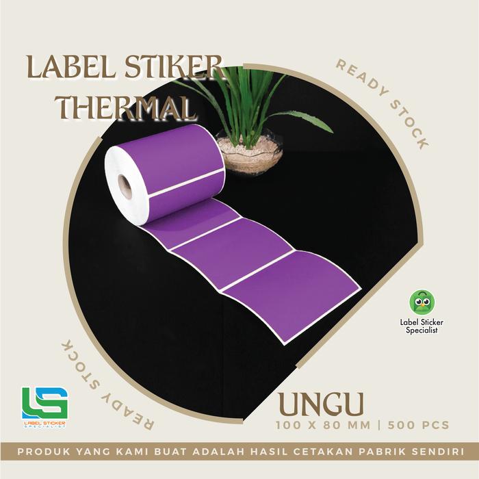 Jual CUSTOME LABEL STICKER THERMAL 100X80 MM ISI 500 PCS - Ungu ...