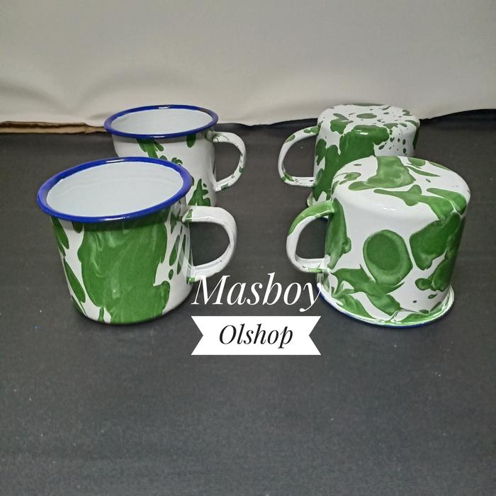 Jual Cangkir Enamel Burik 7 cm / Gelas Mug Jadul Blirik / Kapasitas 225 ...