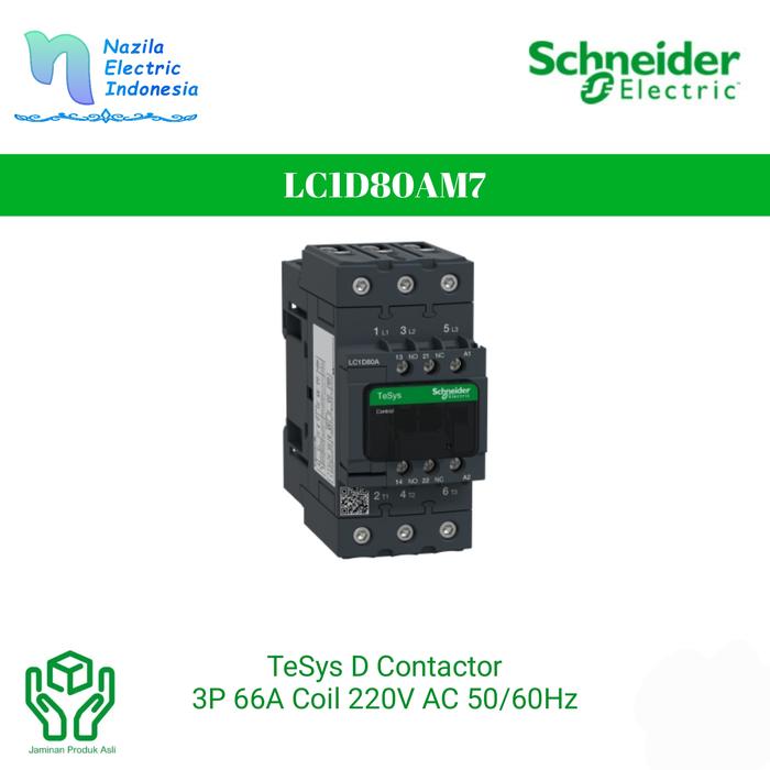 Jual Schneider Contactor LC1D80A M7 / LC1D80AM7 3P 66A 220V 50-60 Hz ...