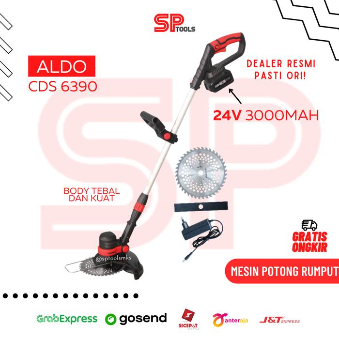 Jual MESIN POTONG RUMPUT CORDLESS PORTABLE CAS BATERAI 24V ALDO CDS6390 ...
